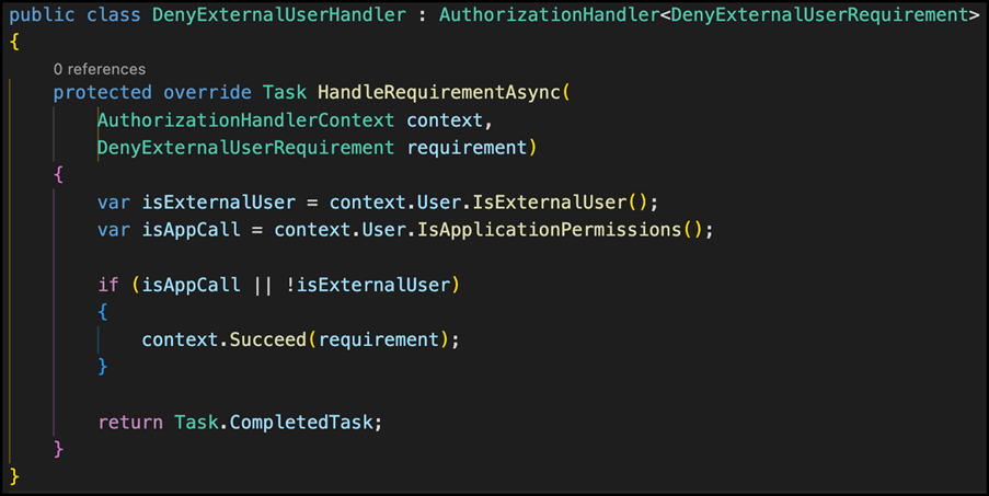 How to deny external users calling your Azure AD secured API
