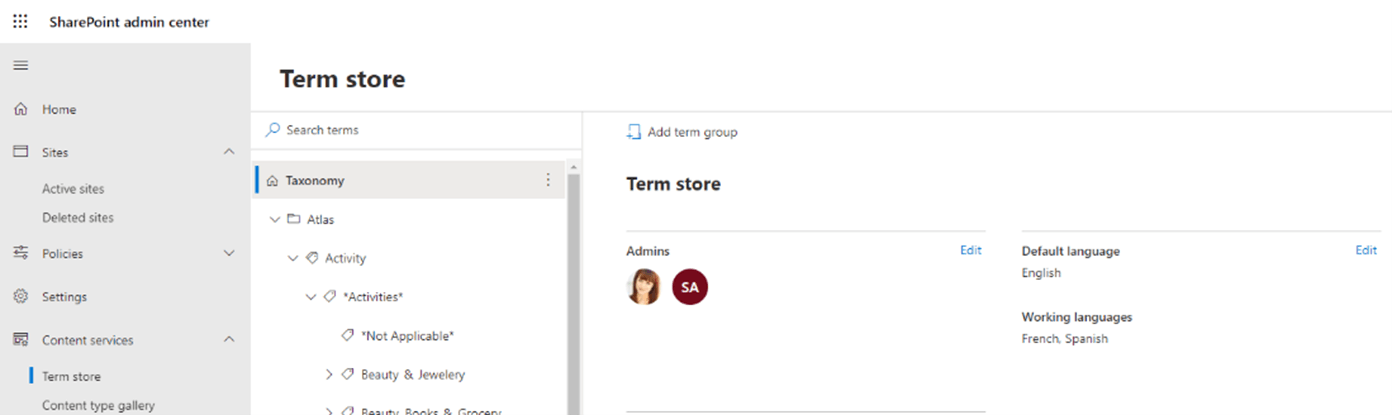 SharePoint Term Store management and restoring deleted metadata
